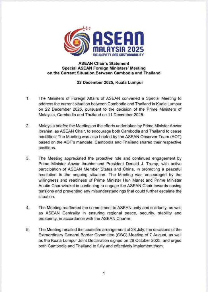 ASEAN Issues Strong Call for Immediate De-escalation in Cambodia ...